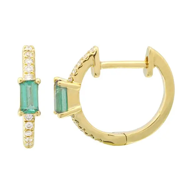 KAMARIA Emerald & Diamond Huggie Earrings