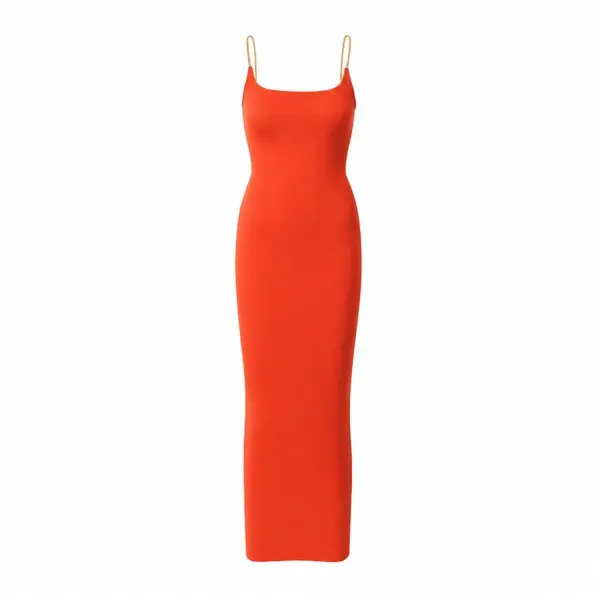 DECOLET THE LABEL Red / Orange Aurelia Knit Chain Dress In Sunset Coral - Red/orange