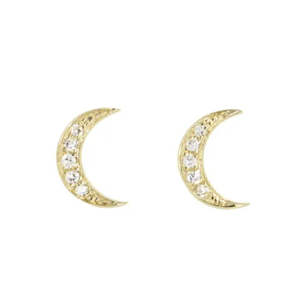 KAMARIA Crescent Moon Diamond Stud Earrings - Gold