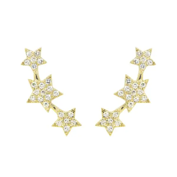 KAMARIA Triple Star Cluster Diamond Stud Earrings - Gold