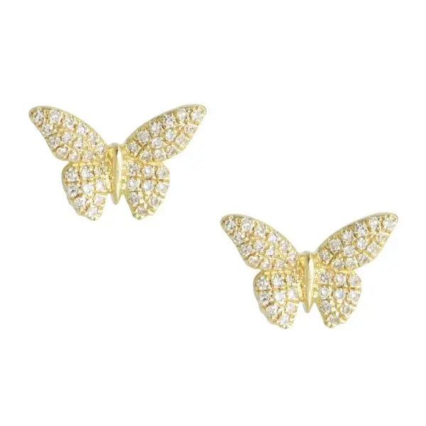 KAMARIA Butterfly Stud Earrings With Diamonds - Gold
