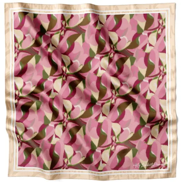 LAMBERTY MUNICH Neutrals Blurry Seas Italian Mulberry Silk Scarf Retro Rose - Purple