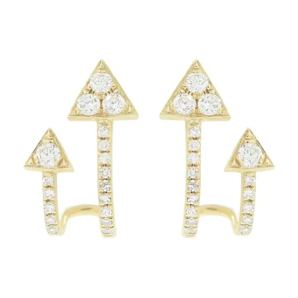 KAMARIA Double Arrow Huggie Earrings With Diamonds