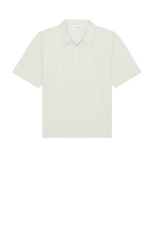 FRAME Half Zip Pique Polo In Blue - Pale Blue