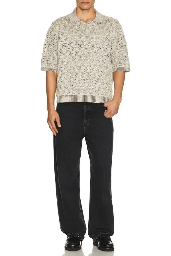 CORRIDOR Cable Lace Polo In Grey