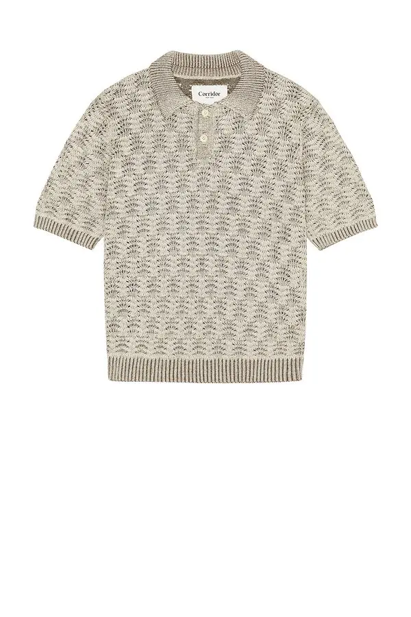 CORRIDOR Cable Lace Polo In Grey