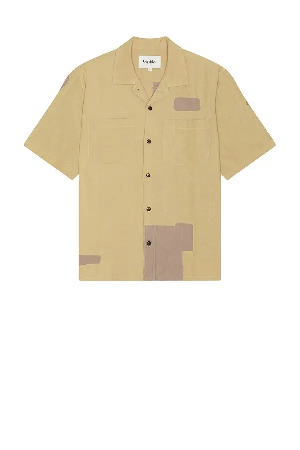 CORRIDOR Patchwork Short Sleeve Shirt In Cream