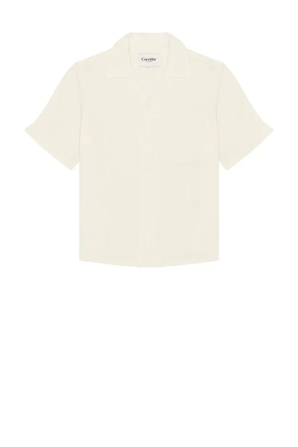 CORRIDOR Double Cloth Short Sleeve Shirt In Cream