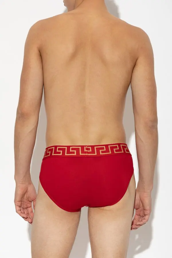 Versace Cotton Briefs With Logo - Red