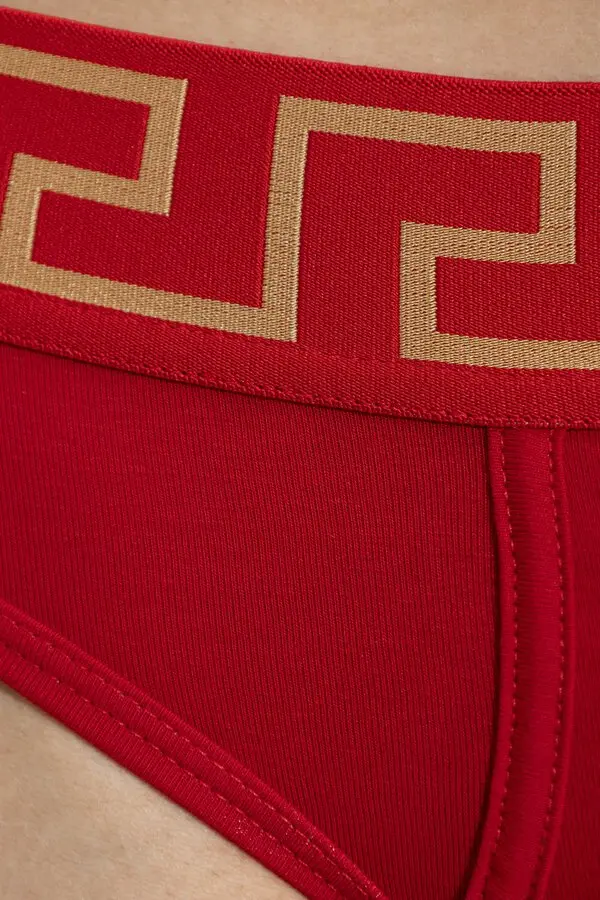 Versace Cotton Briefs With Logo - Red