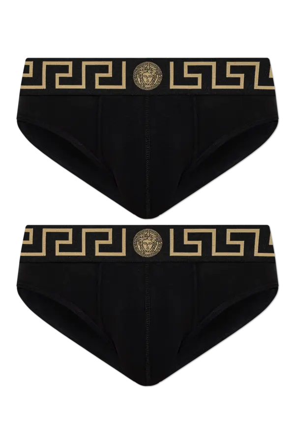 Versace 2-pack Of Cotton Briefs - Black