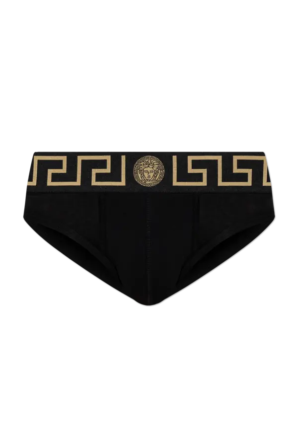 Versace Cotton Briefs With Logo - Black