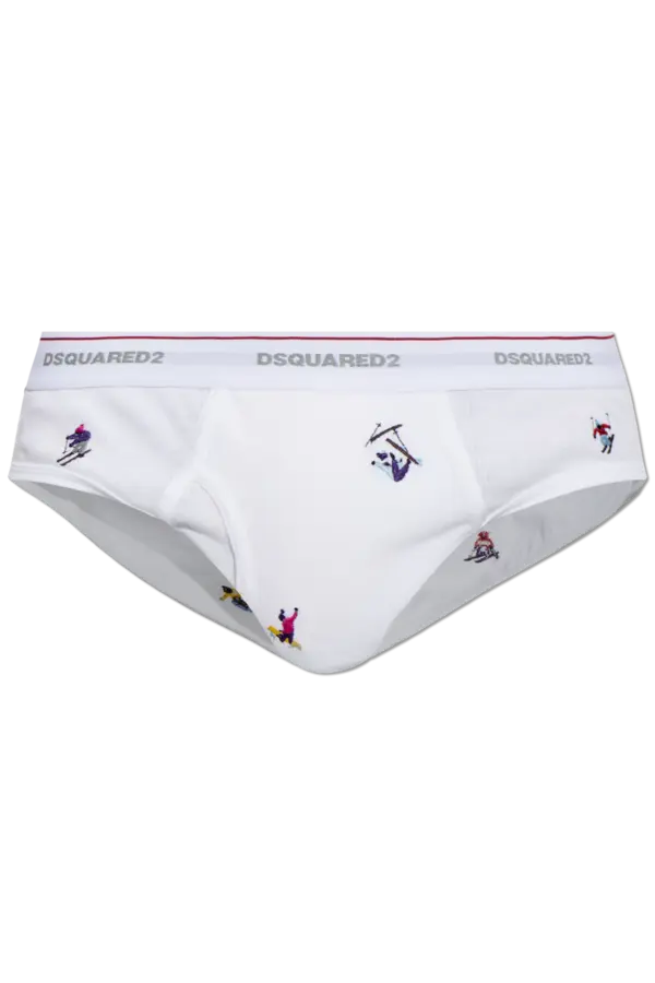 Dsquared2 Cotton Briefs With Colorful Embroidery - White