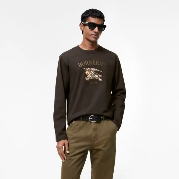 Burberry Knight Check Cotton Long-sleeve T-shirt