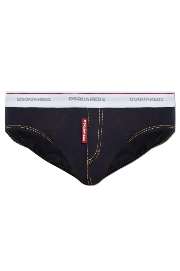Dsquared2 Cotton Briefs With Logo - Navy Blue