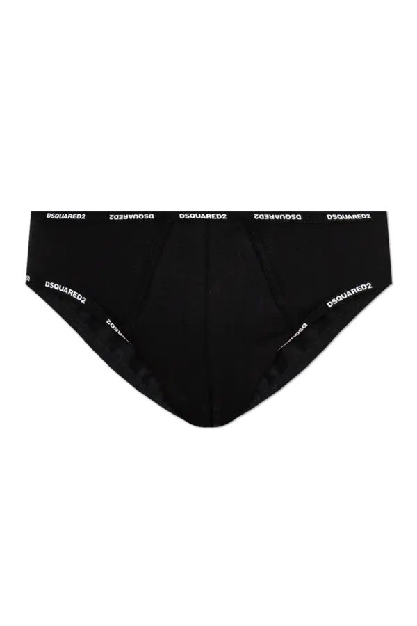 Dsquared2 Cotton Briefs With Logo - Black