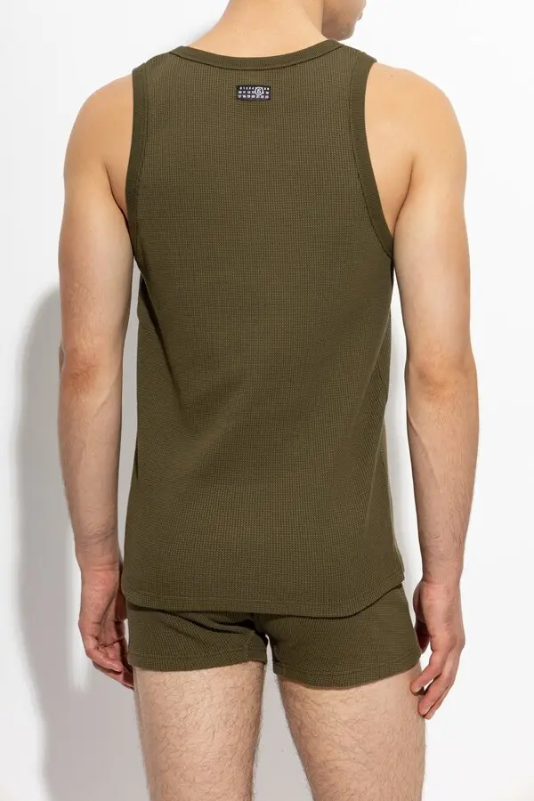 MAISON MARGIELA Sleeveless Ribbed Knit Tank Top - Green