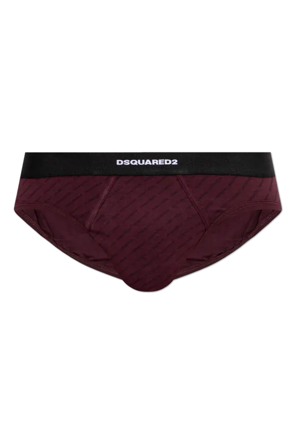 Dsquared2 Cotton Briefs With Monogram - Burgundy
