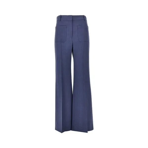 Victoria Beckham Alina Wool-blend Wide-leg Pants - Blue