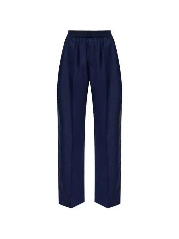 Kenzo Virgin Wool Trousers With Embroidered Logo - Blue