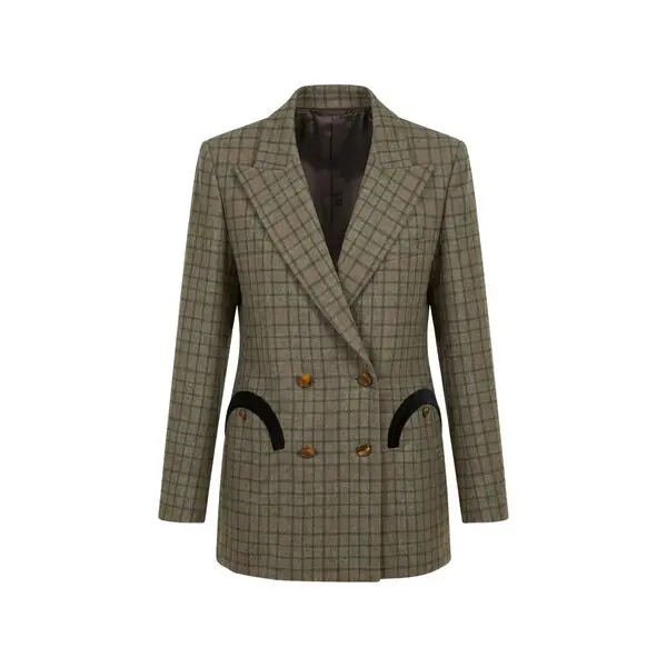 BLAZÉ MILANO Checked Double-breasted Blazer - Green