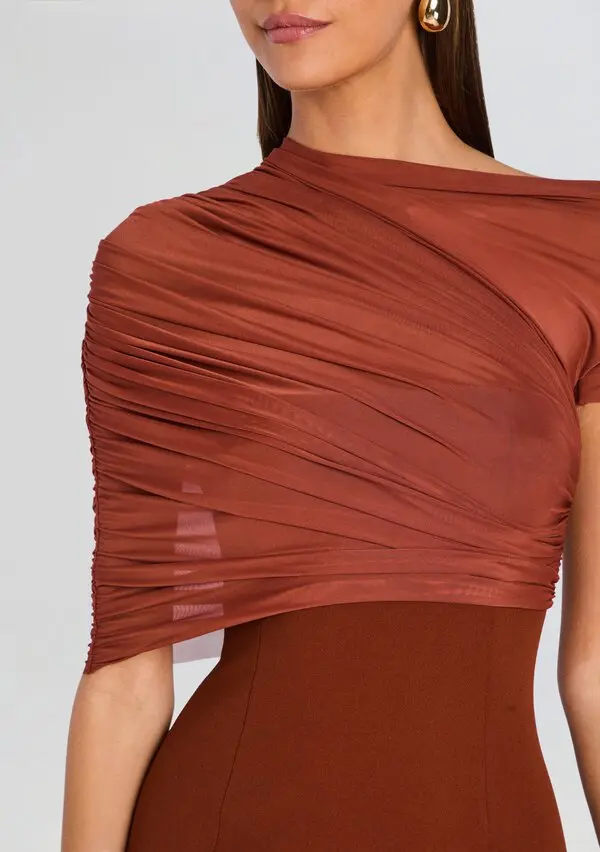 SEROYA Selma Mini Crepe Dress - Copper Clay