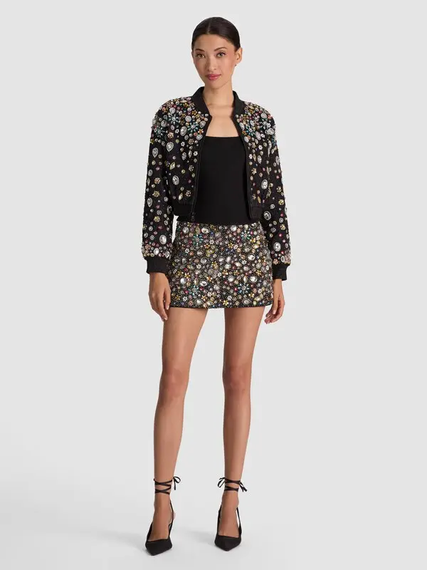 Alice + Olivia Jackie Embellished Bomber Jacket
