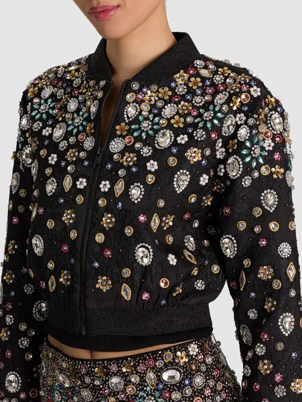 Alice + Olivia Jackie Embellished Bomber Jacket