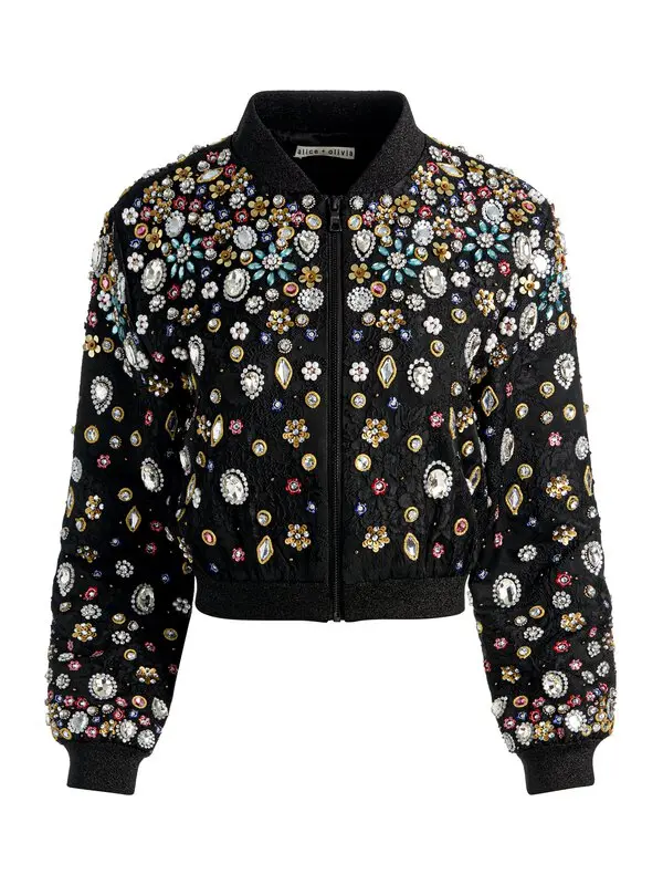 Alice + Olivia Jackie Embellished Bomber Jacket