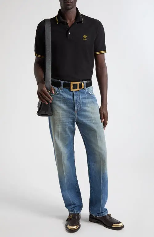 Versace Distressed Straight Leg Jeans