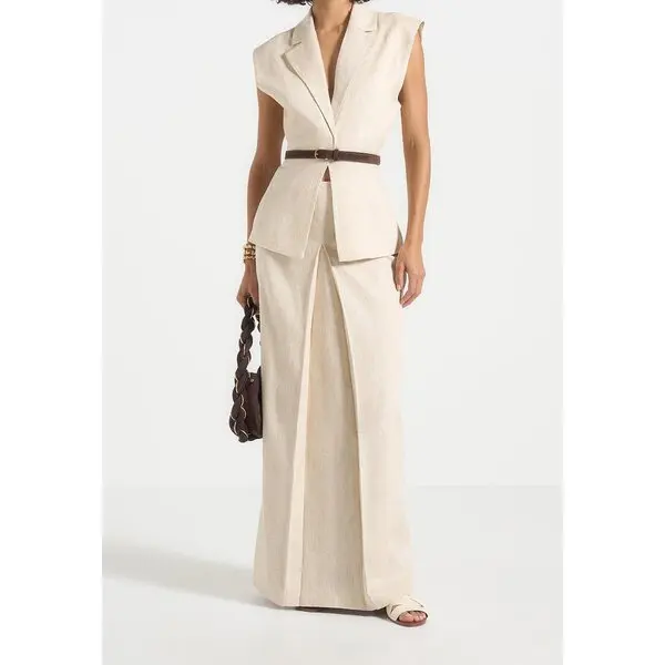 Manière De Voir Regine Linen A-line Maxi Skirt - Natural