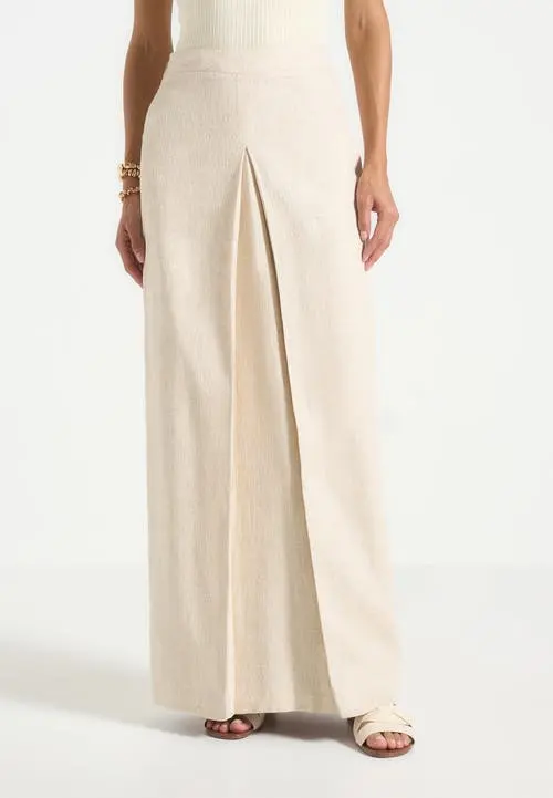 Manière De Voir Regine Linen A-line Maxi Skirt - Natural