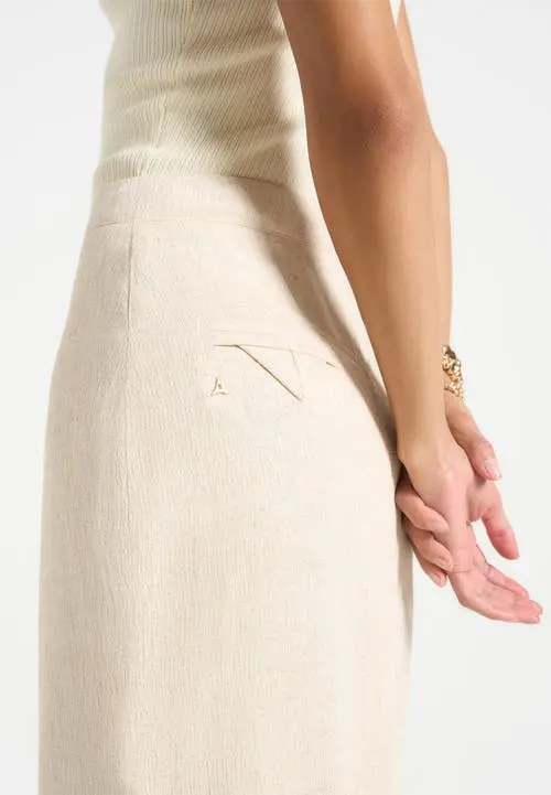 Manière De Voir Regine Linen A-line Maxi Skirt - Natural