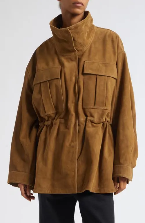 RÓHE Sculptural Suede Field Jacket - Sage