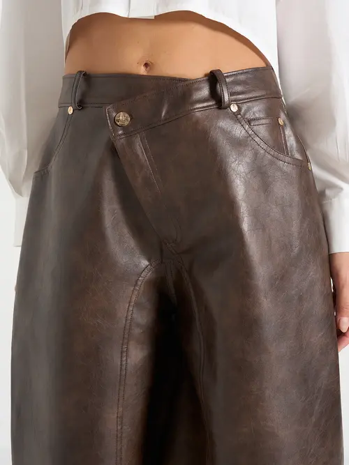 Manière De Voir Hazel Vintage Leather Wrapover Bermuda Shorts