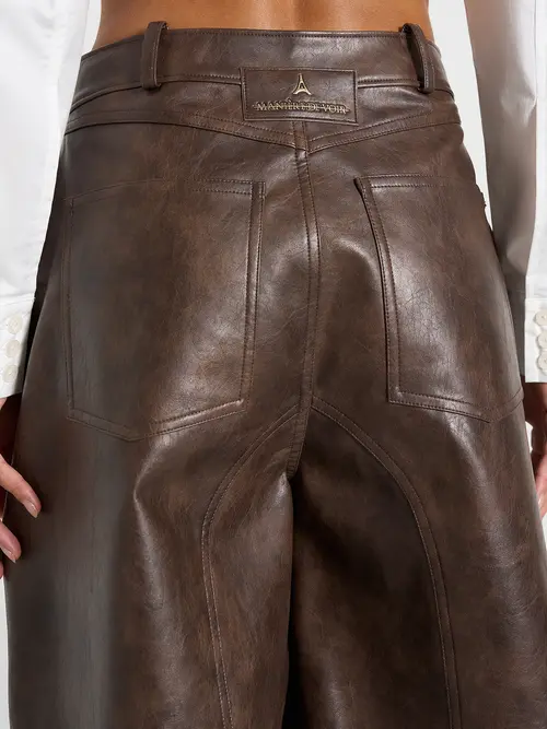 Manière De Voir Hazel Vintage Leather Wrapover Bermuda Shorts