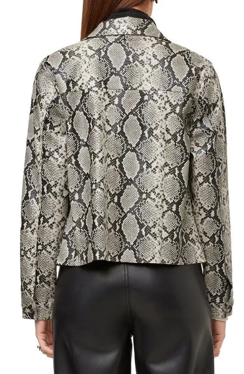 Fifteen Twenty Victoria Snakeskin Faux Leather Cropped Jacket
