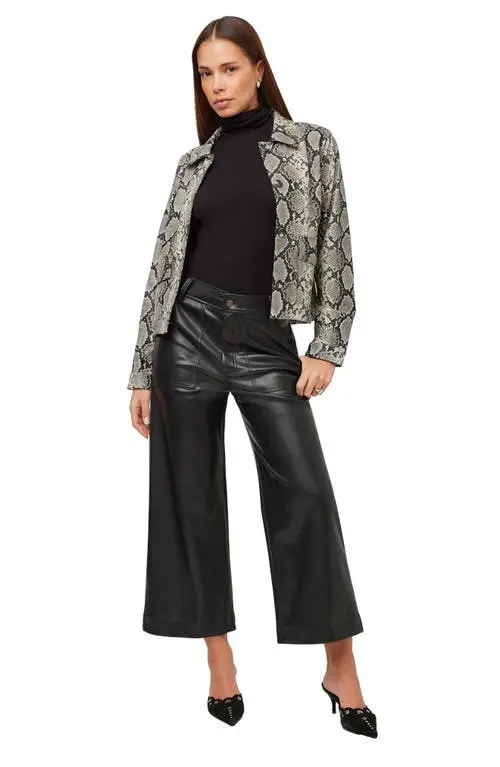 Fifteen Twenty Victoria Snakeskin Faux Leather Cropped Jacket