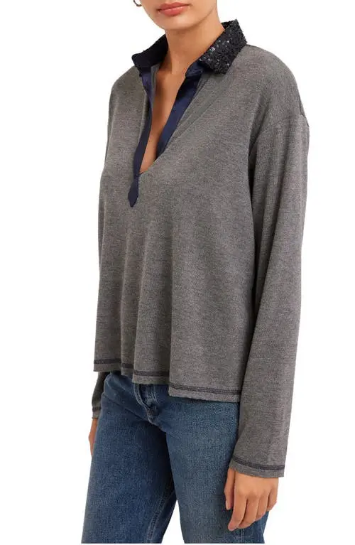 Fifteen Twenty Kendall Sequin Collar Top