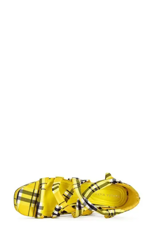 AZALEA WANG Jemisha Plaid Platform Sandal - Yellow Multi
