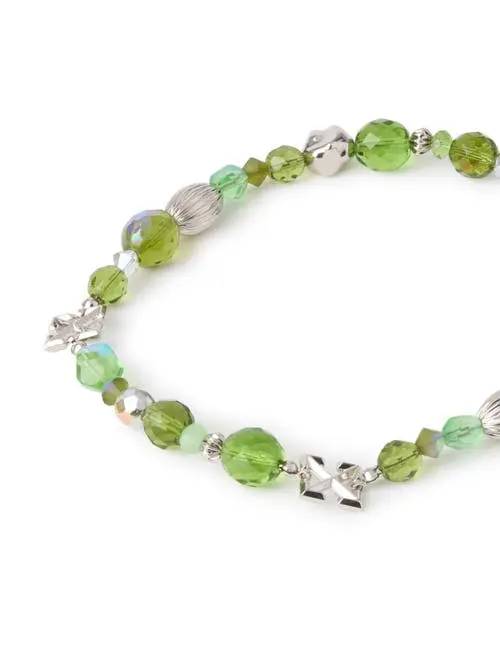 Off-White Arrow Charm Mixed Bead Choker In Green