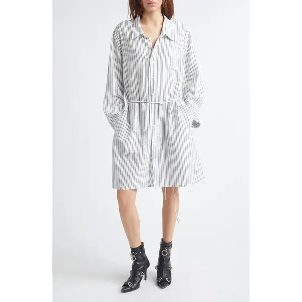 R13 Stripe Drop Neck Shirtdress