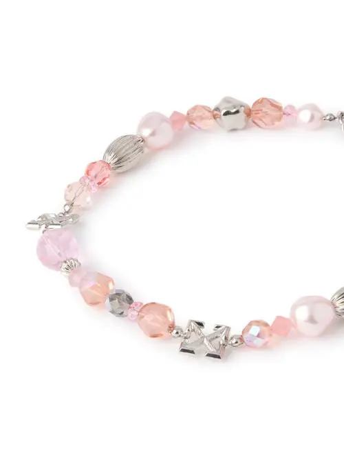 Off-White Arrow Charm Mixed Bead Choker In Pink