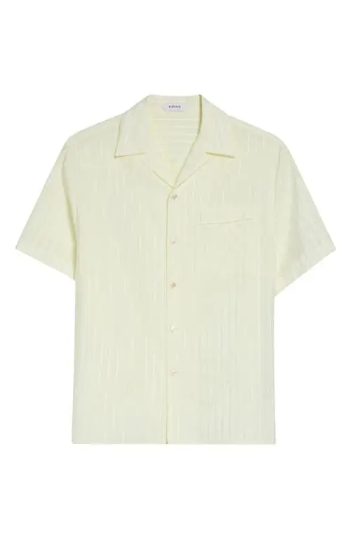 Versace Micro Greca Cotton & Silk Short Sleeve Button-up Shirt
