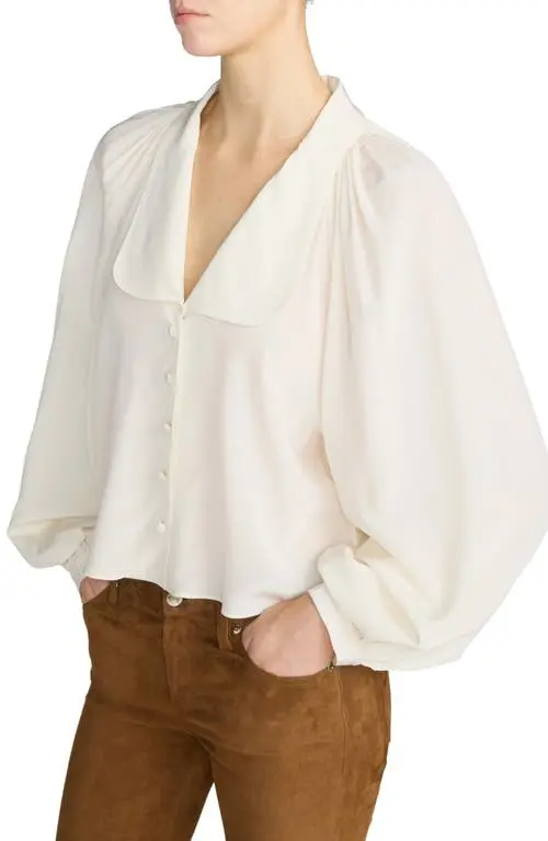 FRAME Gala Silk Shirt With Balloon Sleeves
