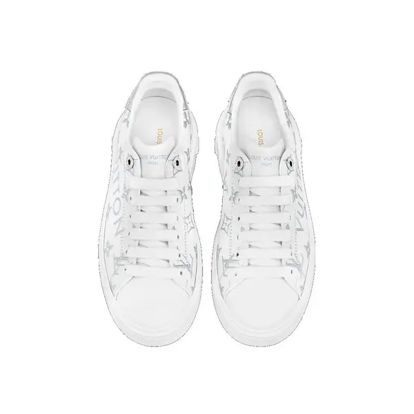 LOUIS VUITTON Time Out Sneakers 'white With Silver Monogram
