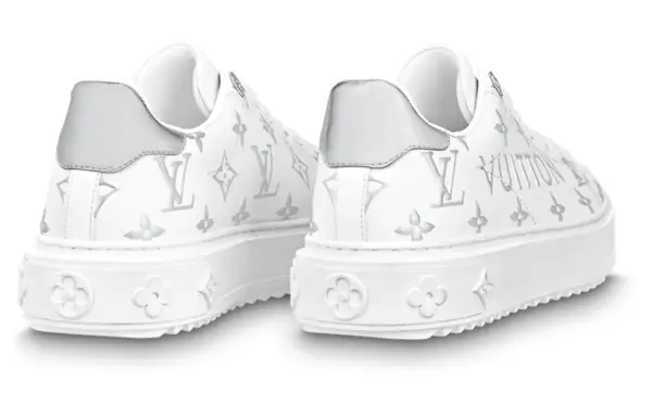 LOUIS VUITTON Time Out Sneakers 'white With Silver Monogram