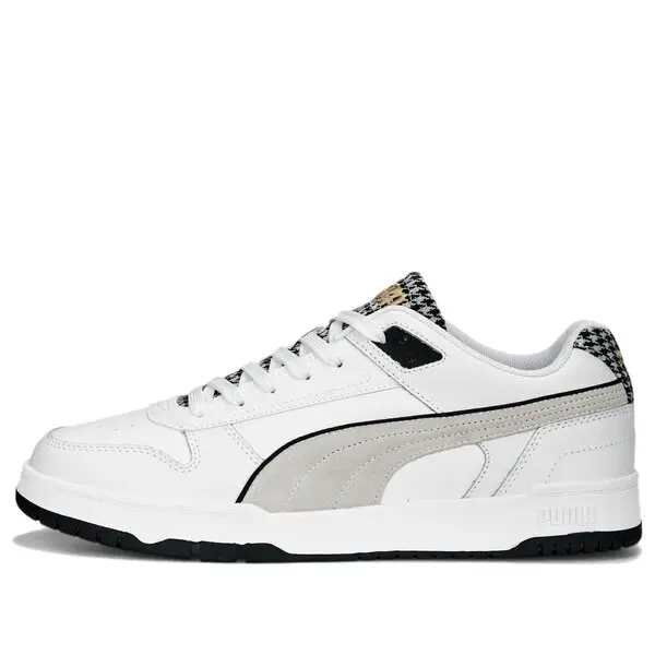 PUMA Low Top Sneakers With Houndstooth Detail - White/beige/black