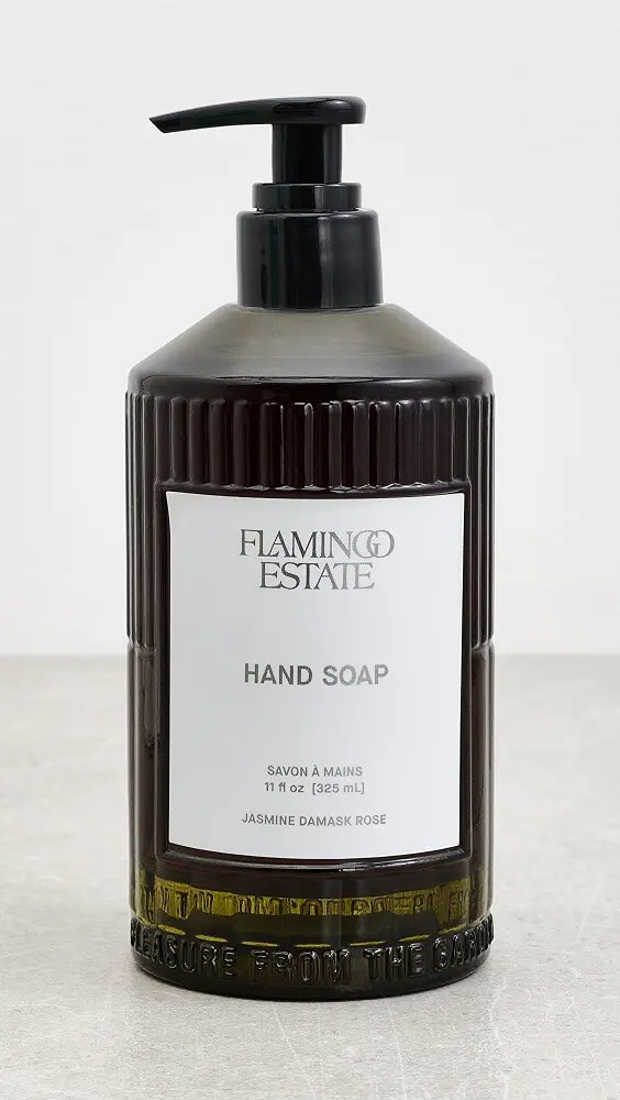 FLAMINGO ESTATE Jasmine Damask Rose Glass Hand Soap - Green
