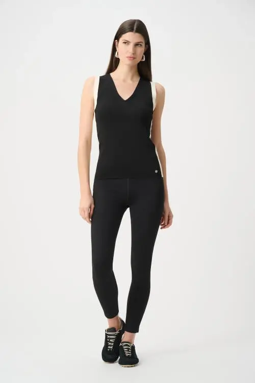 Joseph Ribkoff Dry Viscose V-neck Fitted Cami With Contrasting Side Stripes